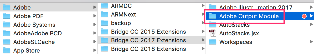 Bridge CC 2017 を起動させたところ、「出力」ワークスペースがありません